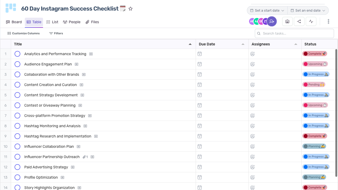 Instagram Success Checklist Project Template